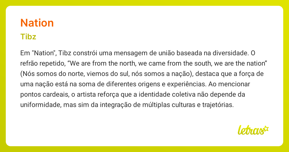 Significado da música NATION (Tibz) - LETRAS.MUS.BR