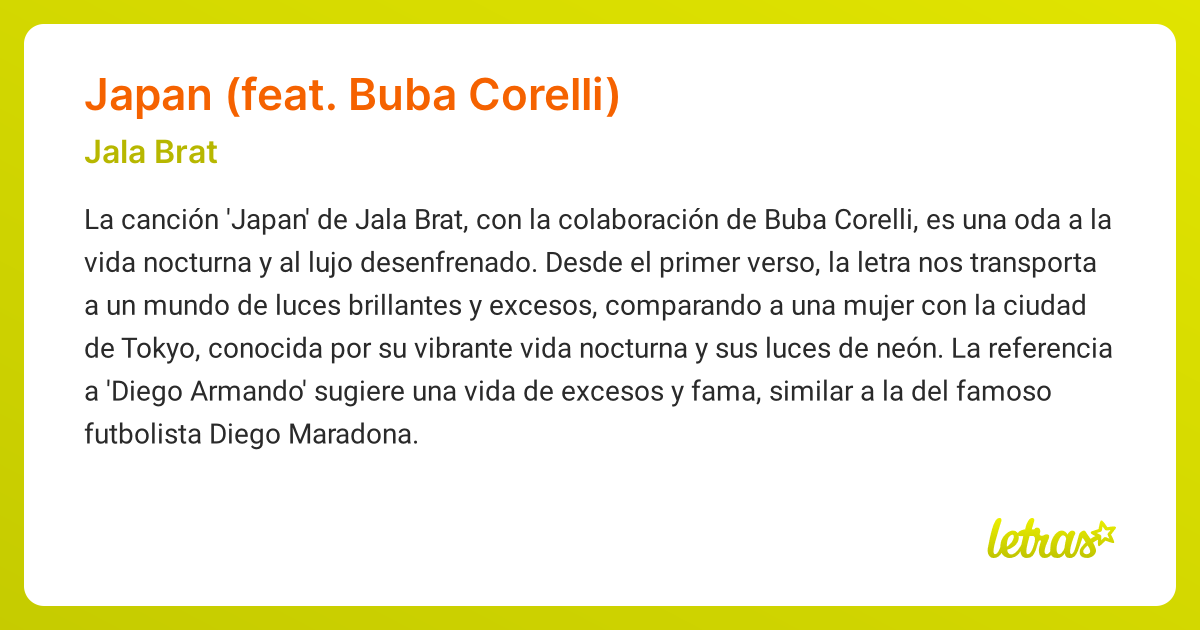 Significado de la canción JAPAN (FEAT. BUBA CORELLI) (Jala Brat ...