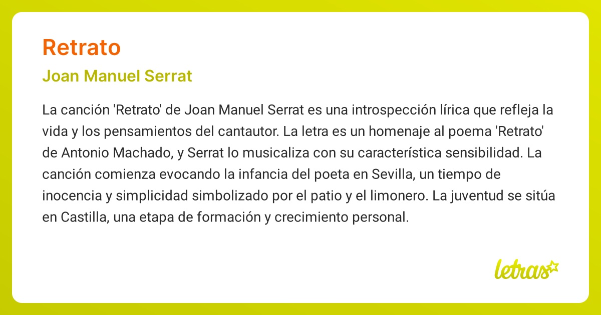 Significado de la canción RETRATO (Joan Manuel Serrat) - LETRAS.COM