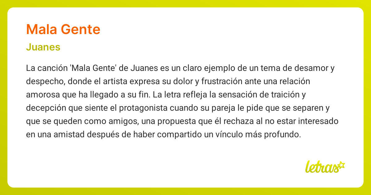 Significado de la canción MALA GENTE (Juanes) - LETRAS.COM