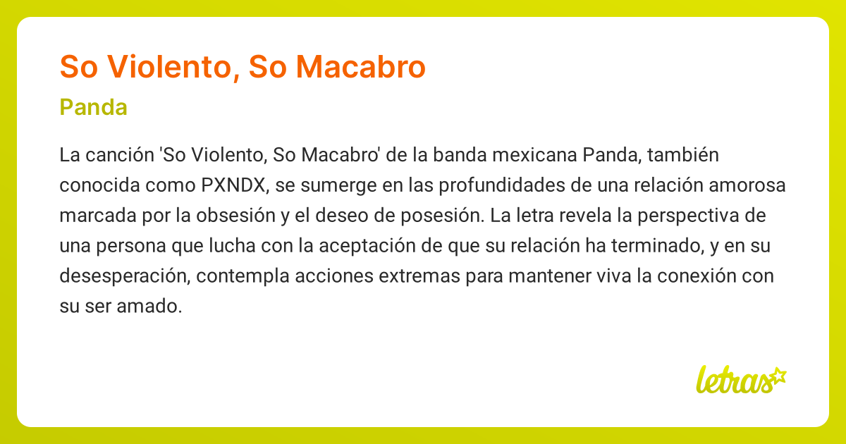 Significado de la canción SO VIOLENTO, SO MACABRO (Panda) - LETRAS.COM