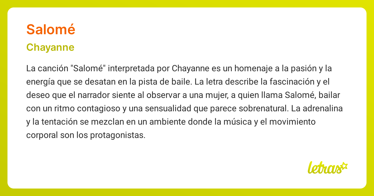 Significado de la canción SALOMÉ (Chayanne) - LETRAS.COM