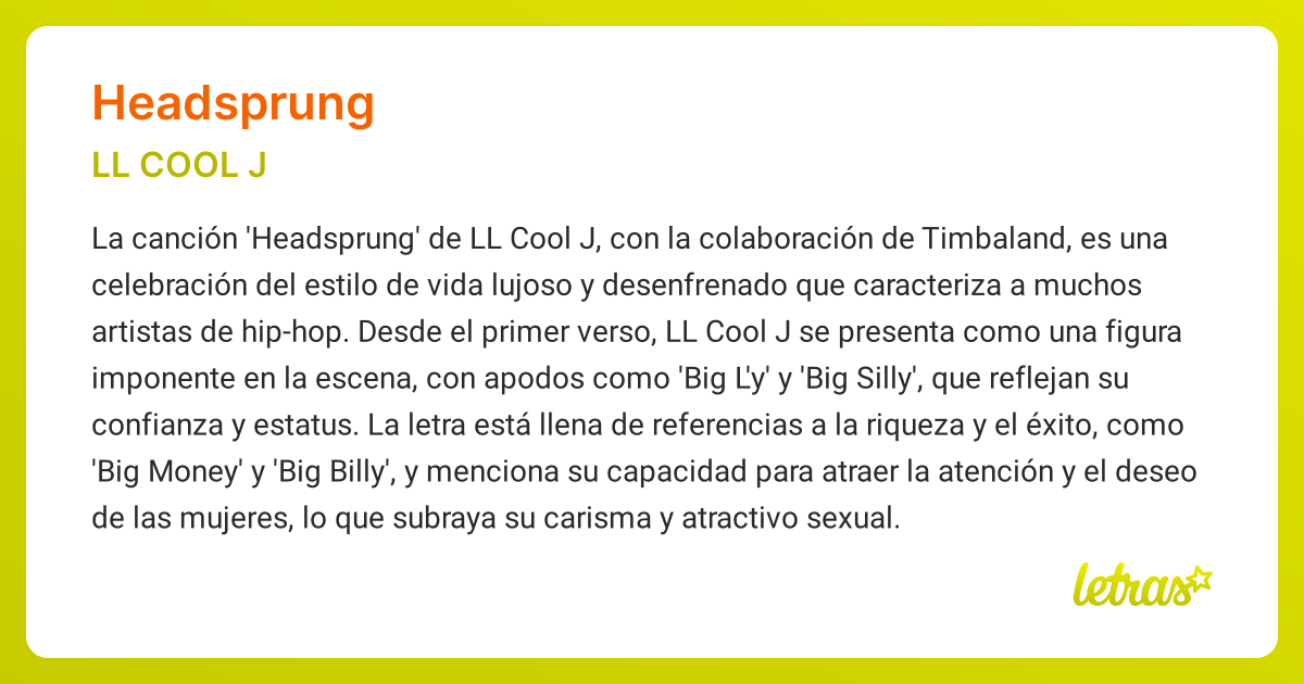 Significado de la canción HEADSPRUNG (LL COOL J) - LETRAS.COM