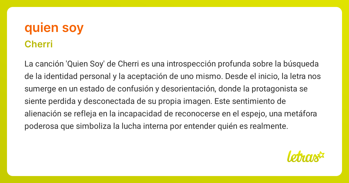 Significado de la canción QUIEN SOY (Cherri) - LETRAS.COM