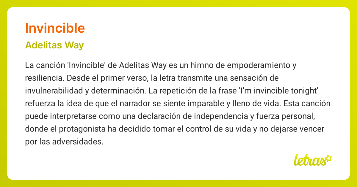 Significado de la canción INVINCIBLE (Adelitas Way) - LETRAS.COM