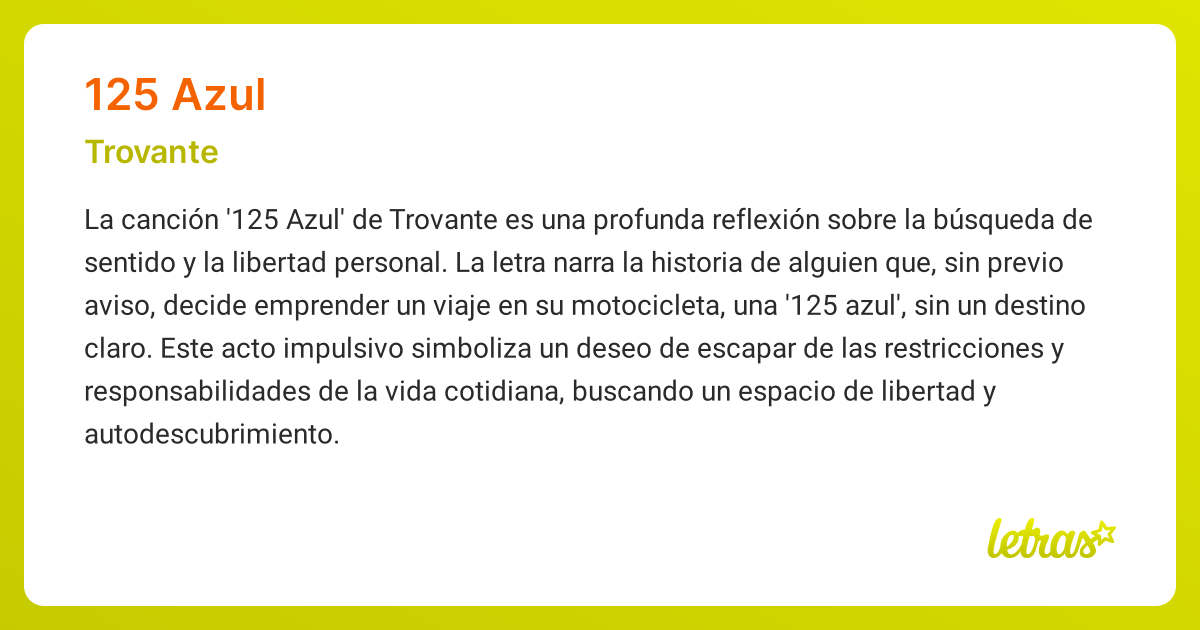 Significado de la canción 125 AZUL (Trovante) - LETRAS.COM