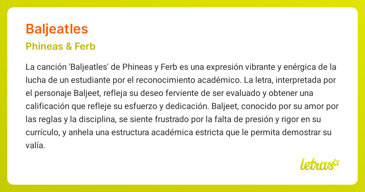 Significado de la canción BALJEATLES (Phineas & Ferb) - LETRAS.COM