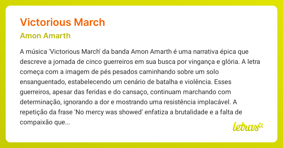 Significado da música VICTORIOUS MARCH (Amon Amarth) - LETRAS.MUS.BR
