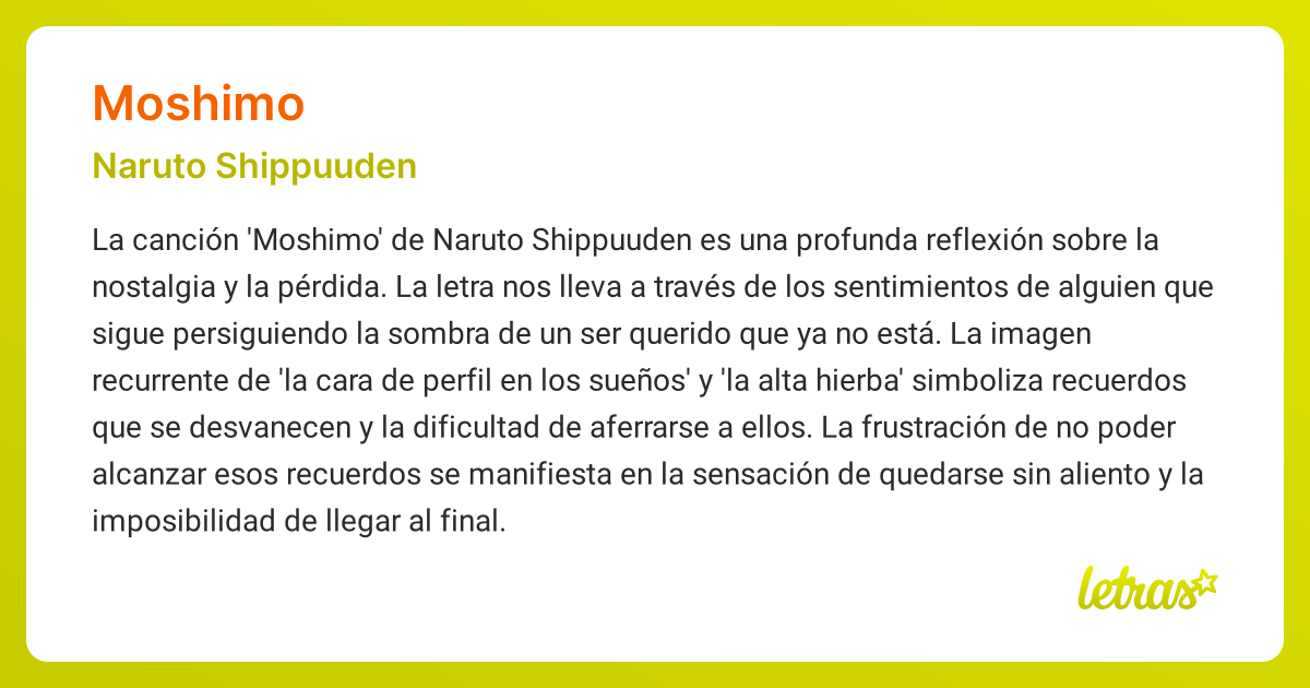 Significado de la canción MOSHIMO (Naruto Shippuuden) - LETRAS.COM