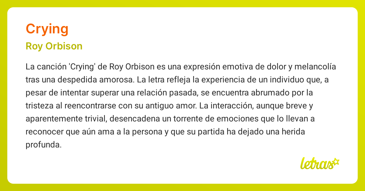 Significado de la canción CRYING (Roy Orbison) - LETRAS.COM