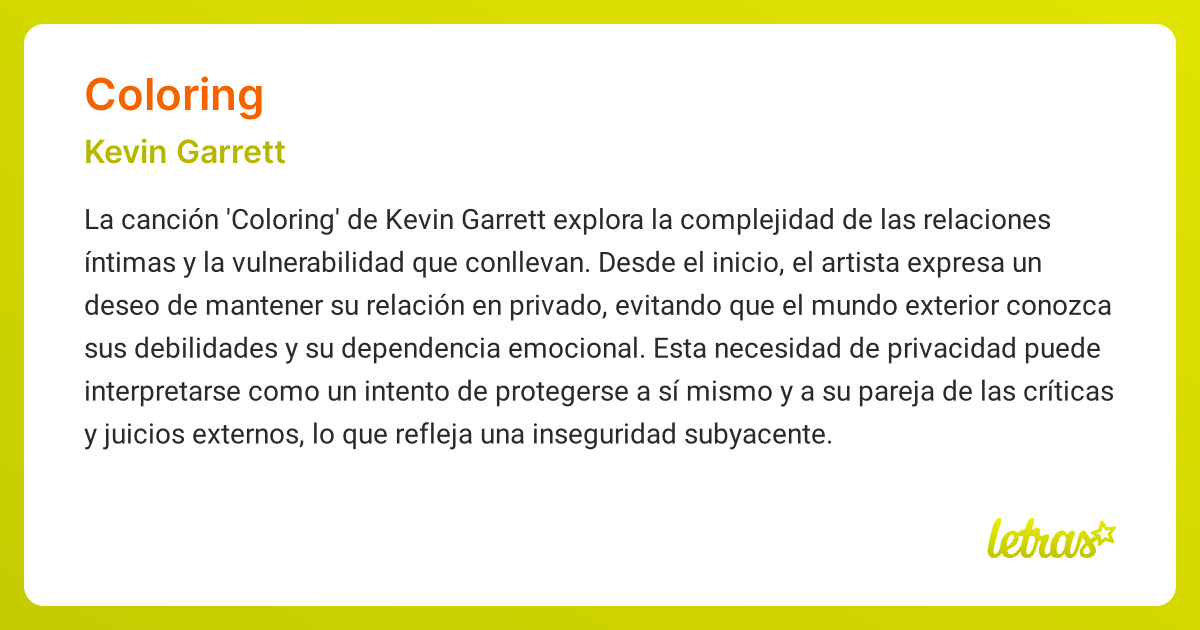 Significado de la canción COLORING (Kevin Garrett) - LETRAS.COM