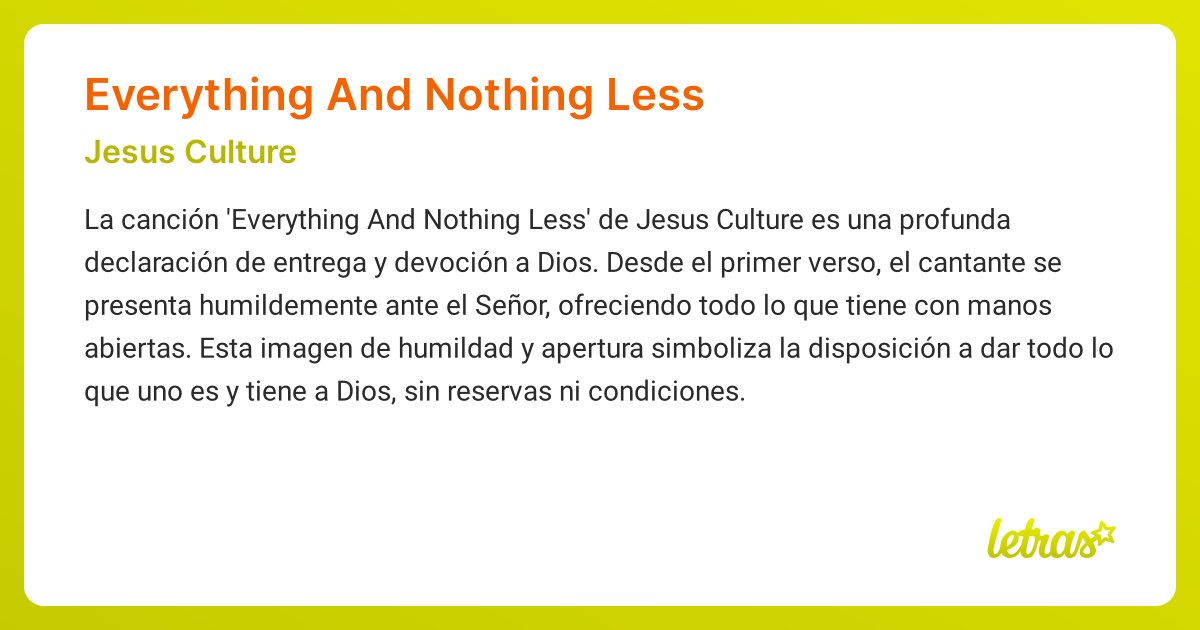 Significado de la canción EVERYTHING AND NOTHING LESS (Jesus Culture ...