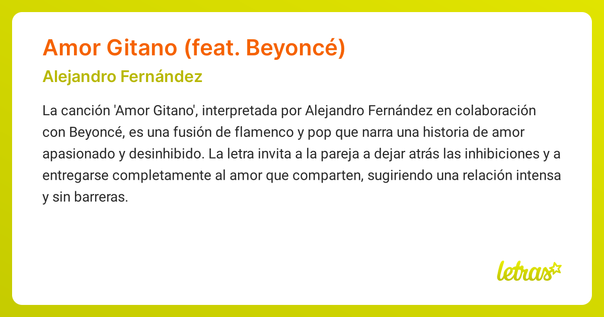 Significado de la canción AMOR GITANO (FEAT. BEYONCÉ) (Alejandro ...