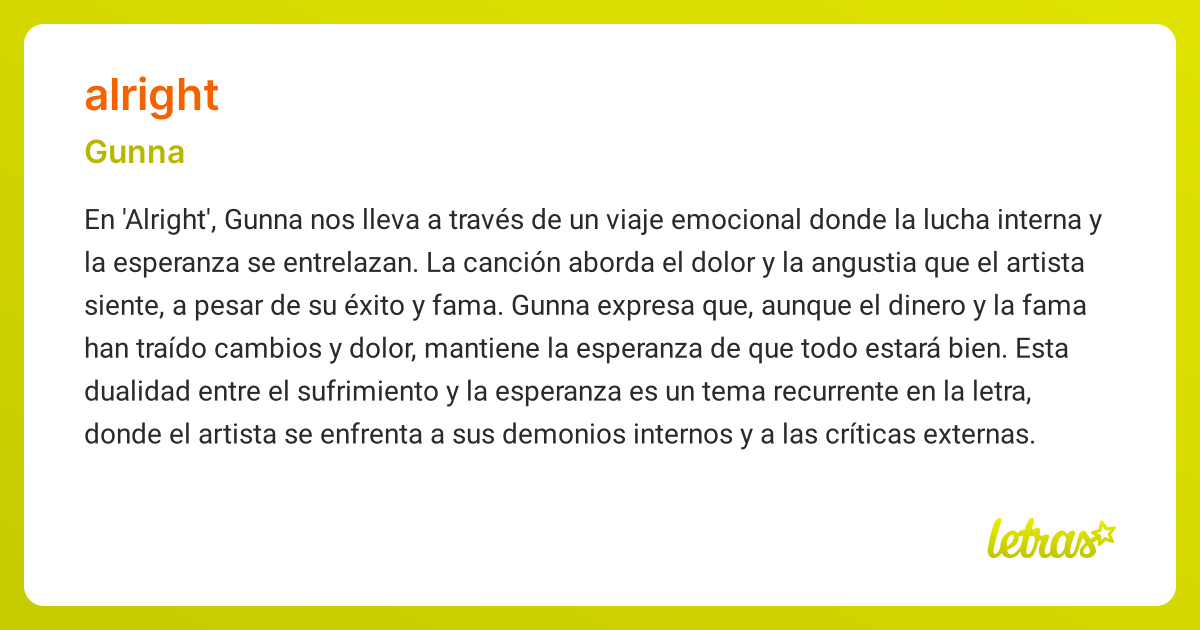 Significado de la canción ALRIGHT (Gunna) - LETRAS.COM