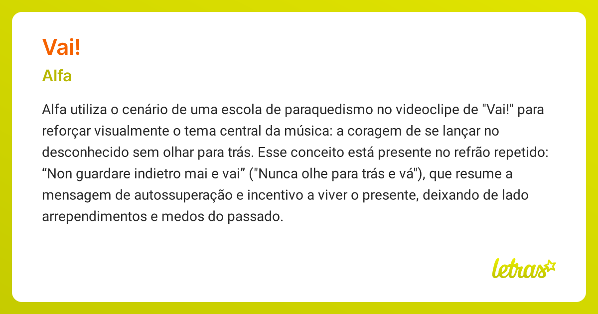 Significado da música VAI! (Alfa) - LETRAS.MUS.BR