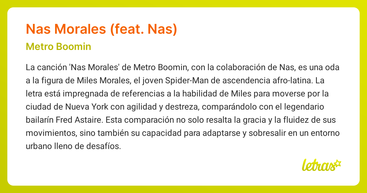 Significado de la canción NAS MORALES (FEAT. NAS) (Metro Boomin ...
