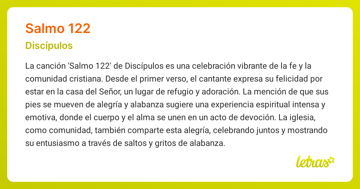 Significado de la canción SALMO 122 (Discípulos) - LETRAS.COM