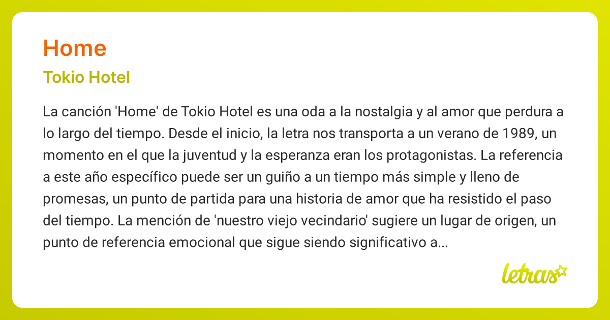 Significado de la canción HOME (Tokio Hotel) - LETRAS.COM
