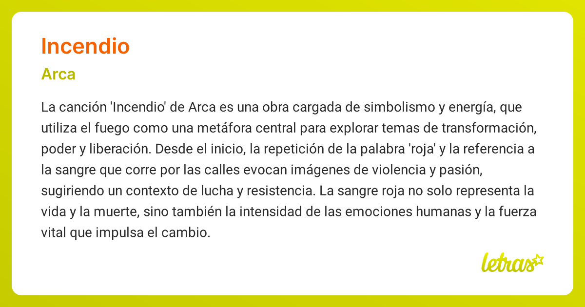 Significado de la canción INCENDIO (Arca) - LETRAS.COM