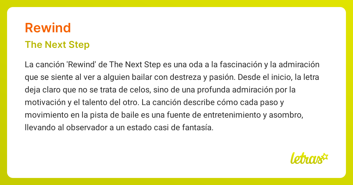 Significado de la canción REWIND (The Next Step) - LETRAS.COM