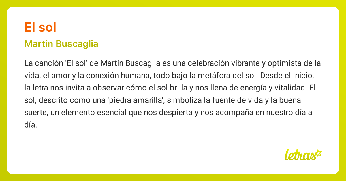 Significado de la canción EL SOL (Martin Buscaglia) - LETRAS.COM