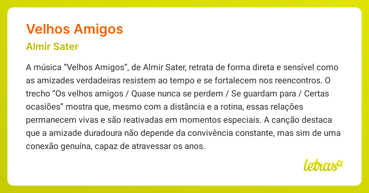 Significado da música VELHOS AMIGOS (Almir Sater) - LETRAS.MUS.BR