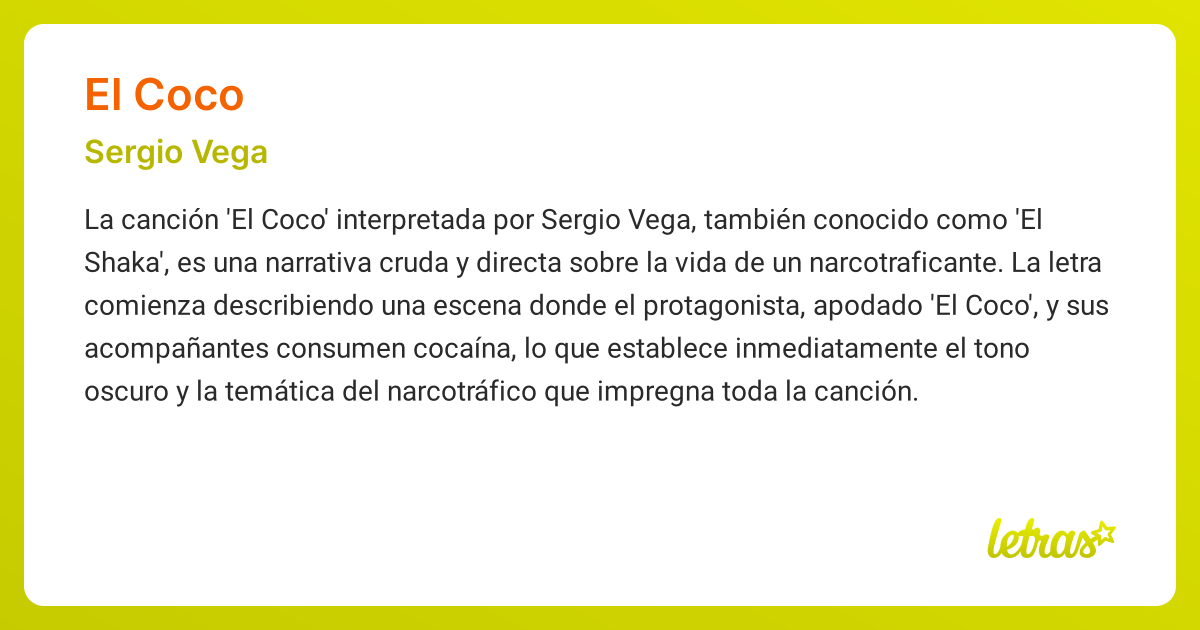 Significado de la canción EL COCO (Sergio Vega) - LETRAS.COM