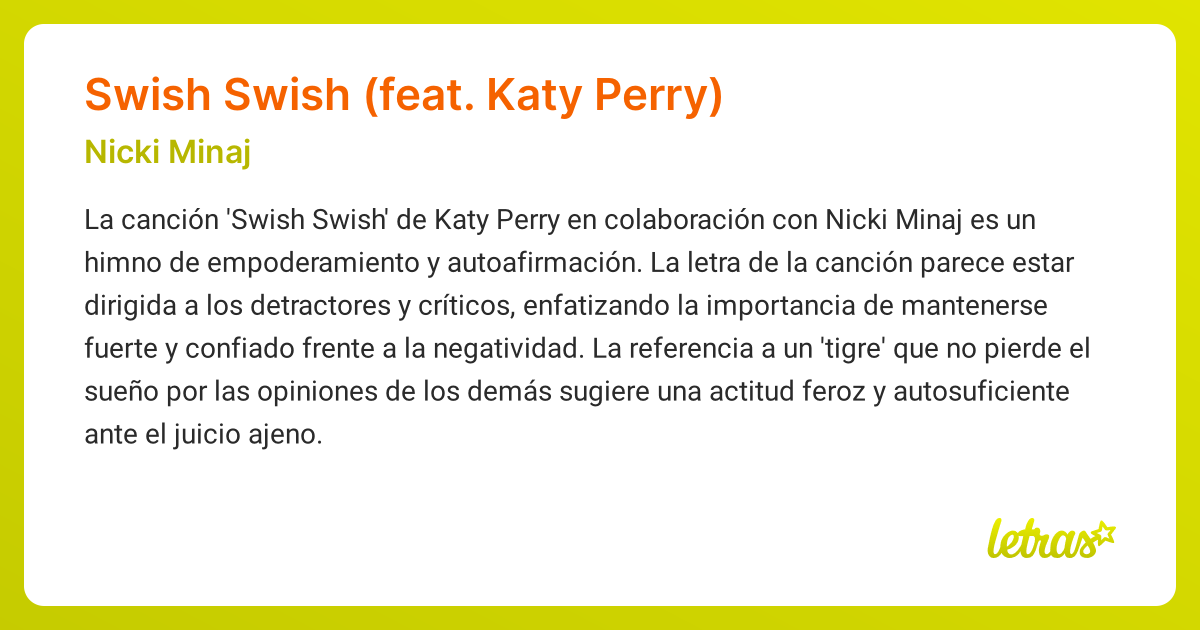 Significado de la canción SWISH SWISH (FEAT. KATY PERRY) (Nicki Minaj ...