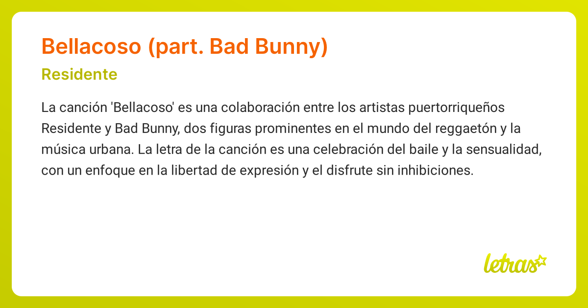 Significado de la canción BELLACOSO (PART. BAD BUNNY) (Residente ...