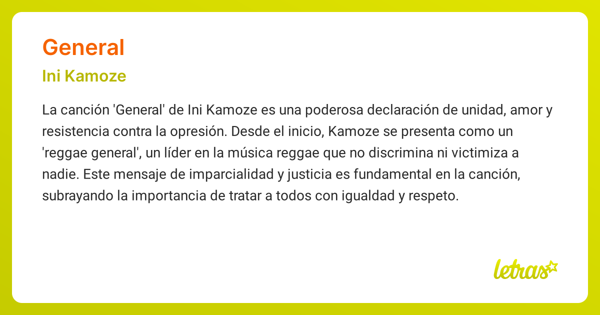 Significado de la canción GENERAL (Ini Kamoze) - LETRAS.COM