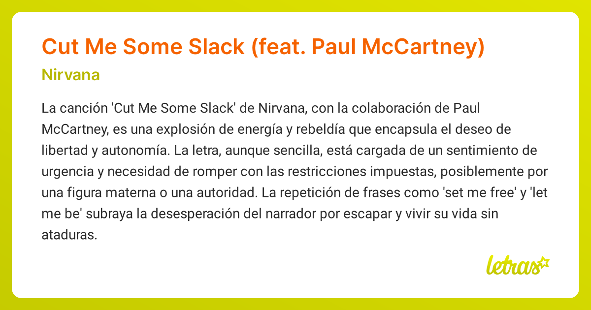 Significado de la canción Cut Me Some Slack (feat. Paul McCartney ...