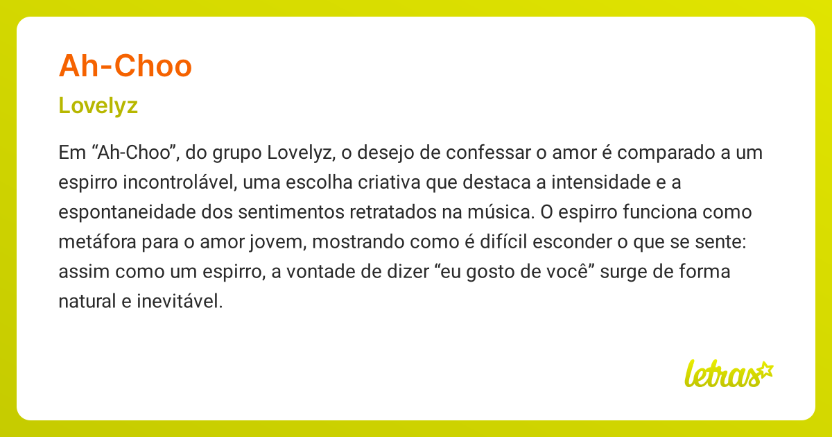 Significado da música AH-CHOO (Lovelyz) - LETRAS.MUS.BR