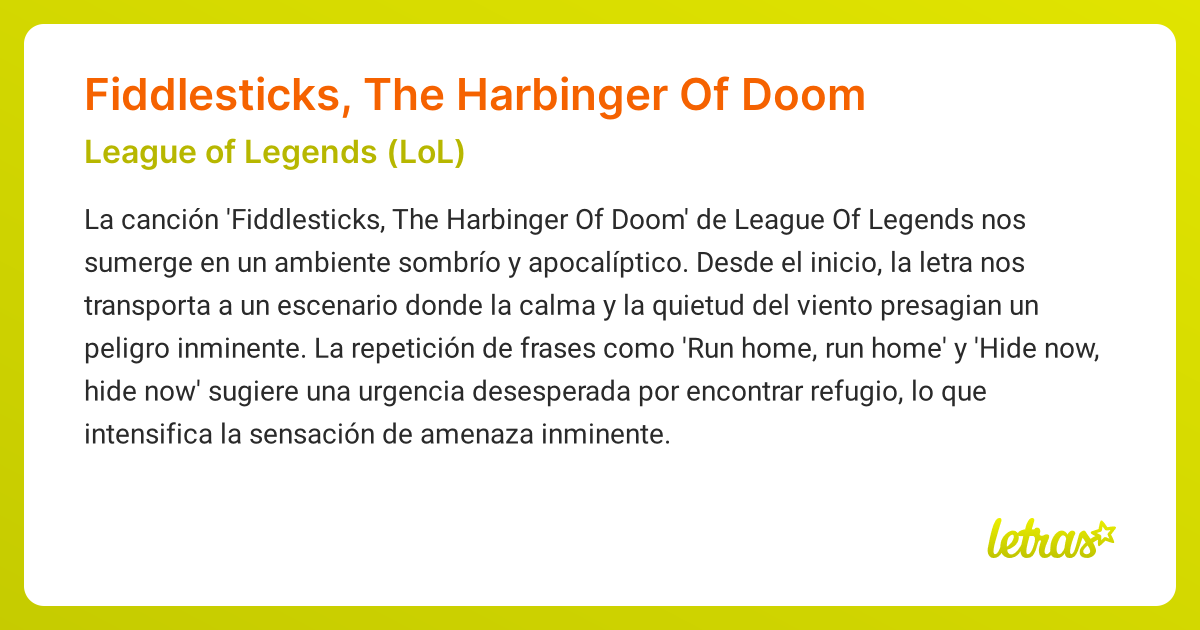 Significado de la canción Fiddlesticks, The Harbinger Of Doom (League ...