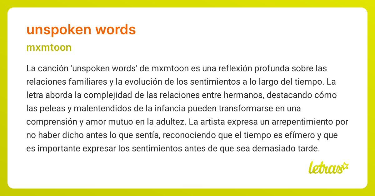 Significado de la canción UNSPOKEN WORDS (mxmtoon) - LETRAS.COM