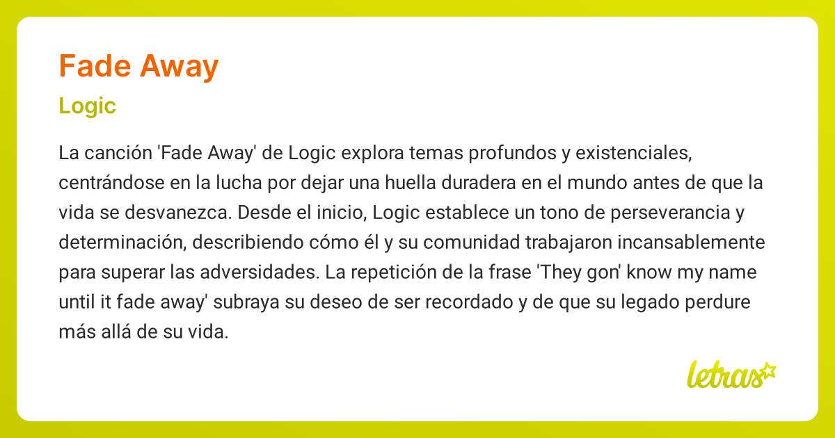 Significado de la canción FADE AWAY (Logic) - LETRAS.COM