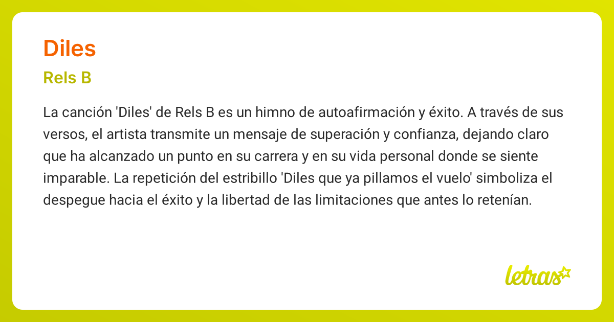 Significado de la canción DILES (Rels B) - LETRAS.COM