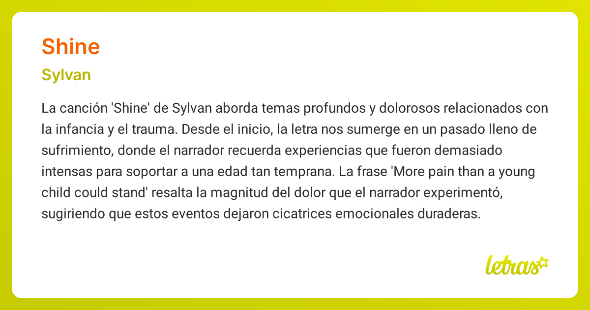 Significado de la canción SHINE (Sylvan) - LETRAS.COM