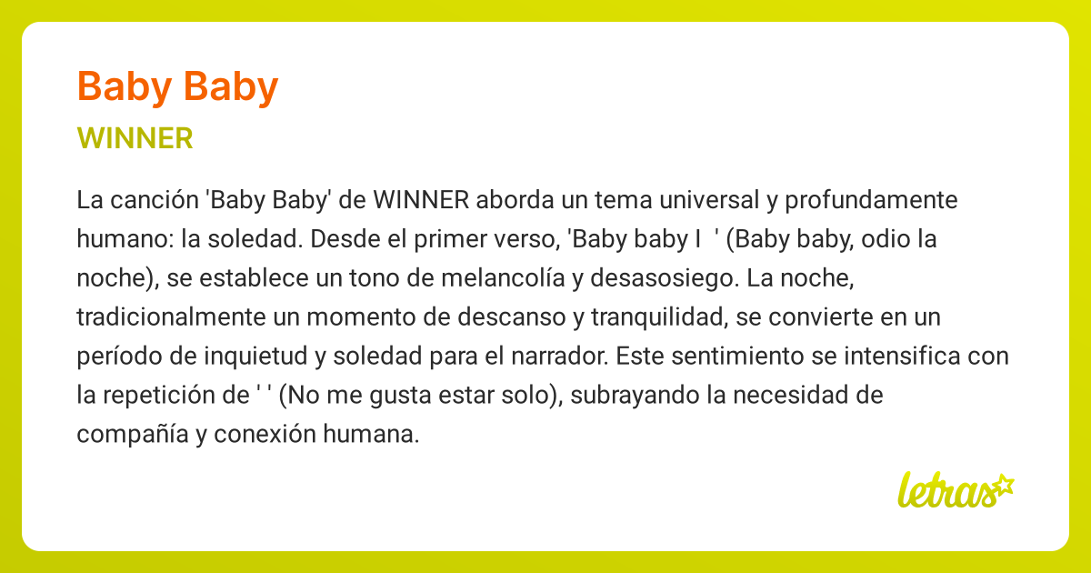 Significado de la canción BABY BABY (WINNER) - LETRAS.COM