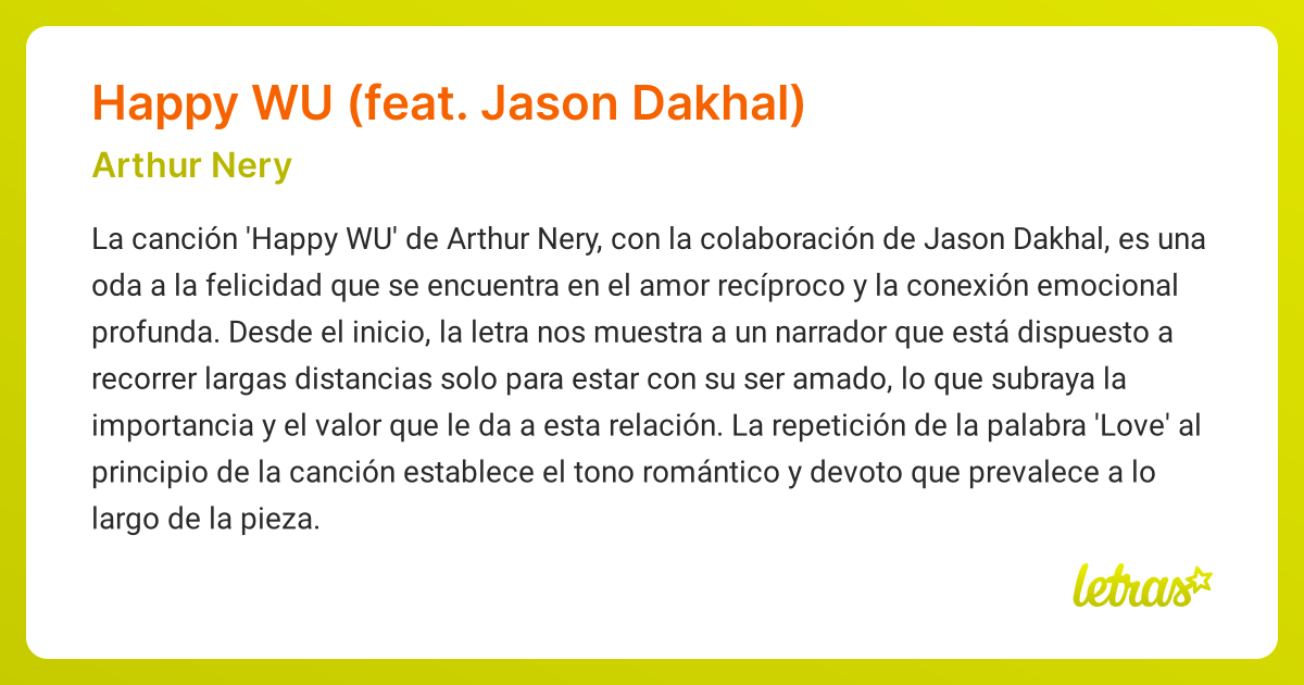 Significado de la canción HAPPY WU (FEAT. JASON DAKHAL) (Arthur Nery ...