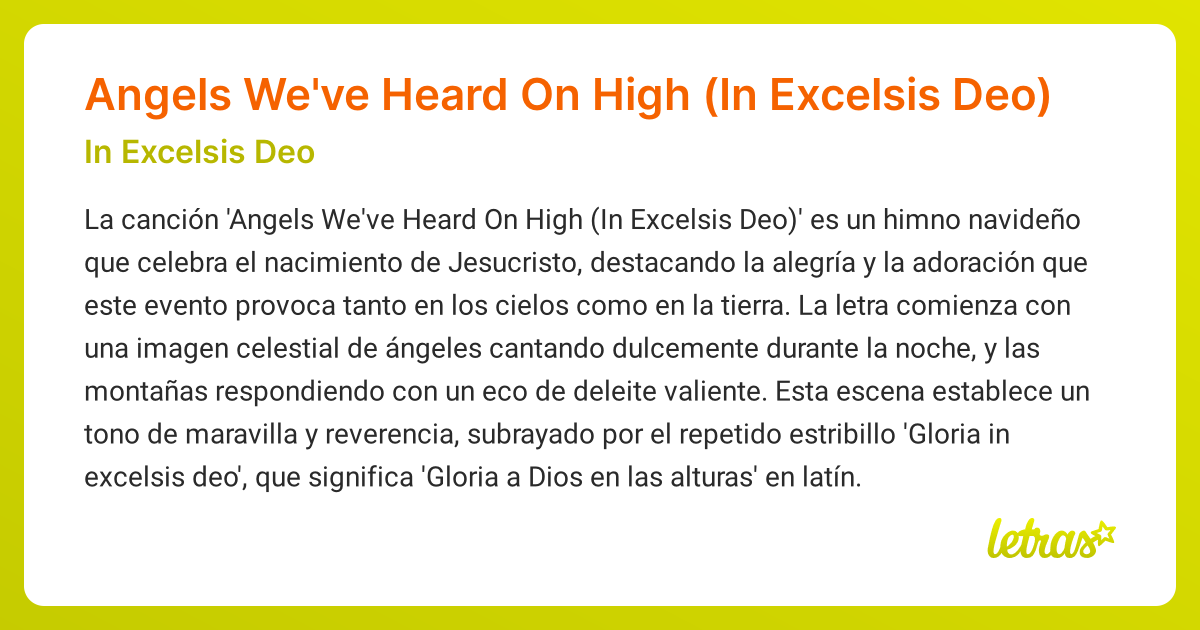 Significado de la canción Angels We've Heard On High (In Excelsis Deo ...