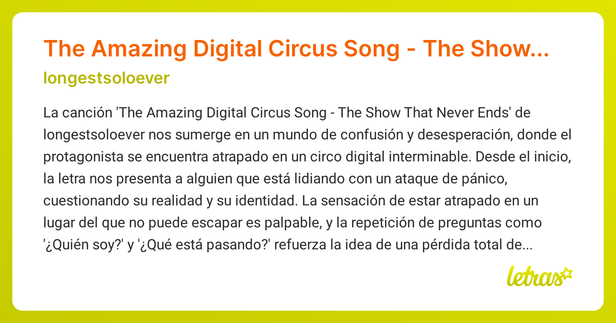 Significado de la canción The Amazing Digital Circus Song - The Show ...