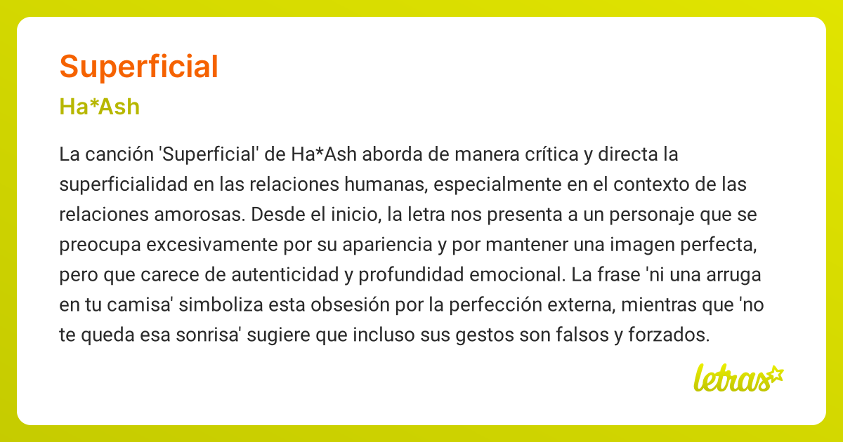 Significado de la canción SUPERFICIAL (Ha*Ash) - LETRAS.COM