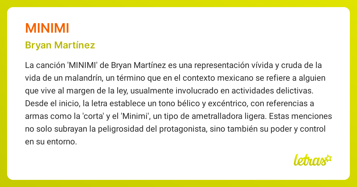 Significado de la canción MINIMI (Bryan Martínez) - LETRAS.COM
