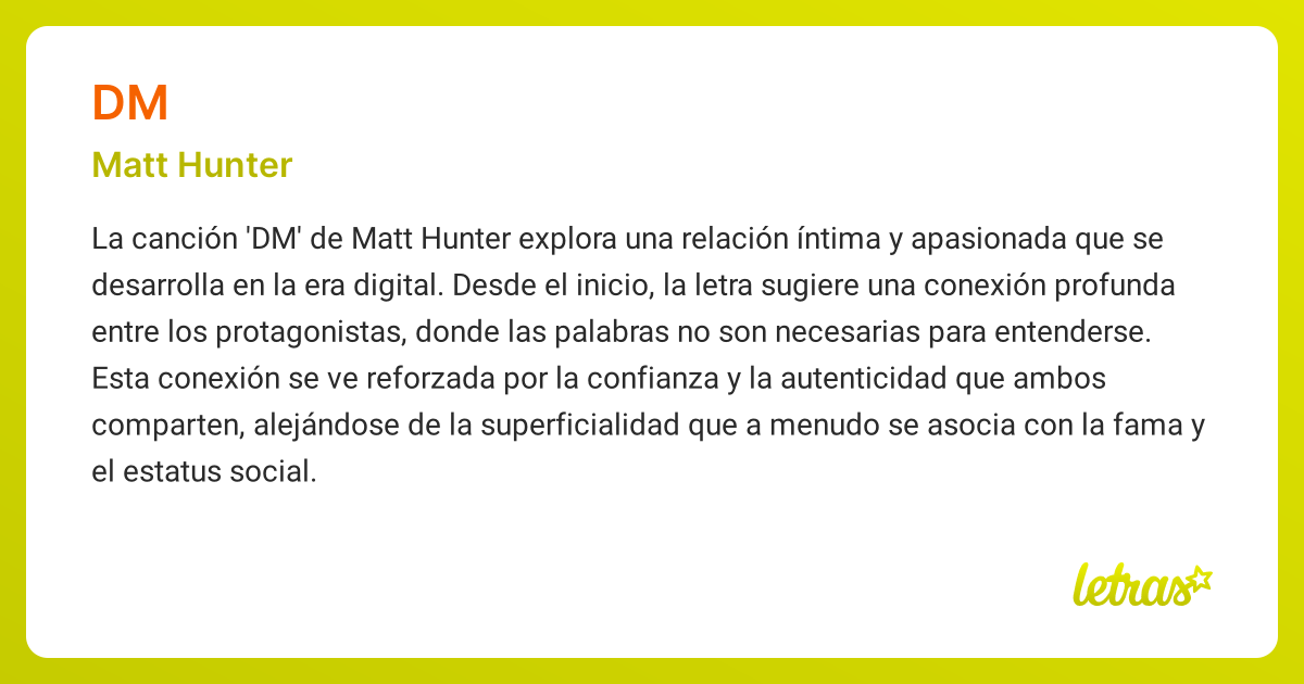 Significado de la canción DM (Matt Hunter) - LETRAS.COM