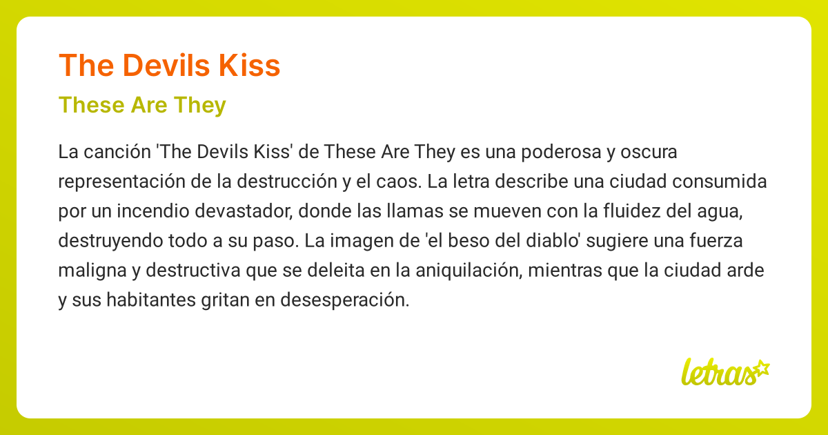 Significado de la canción THE DEVILS KISS (These Are They) - LETRAS.COM
