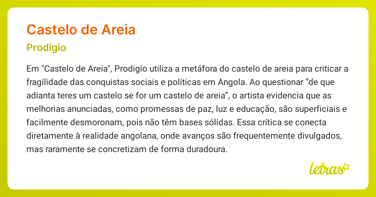 Significado da música CASTELO DE AREIA (Prodigio) - LETRAS.MUS.BR