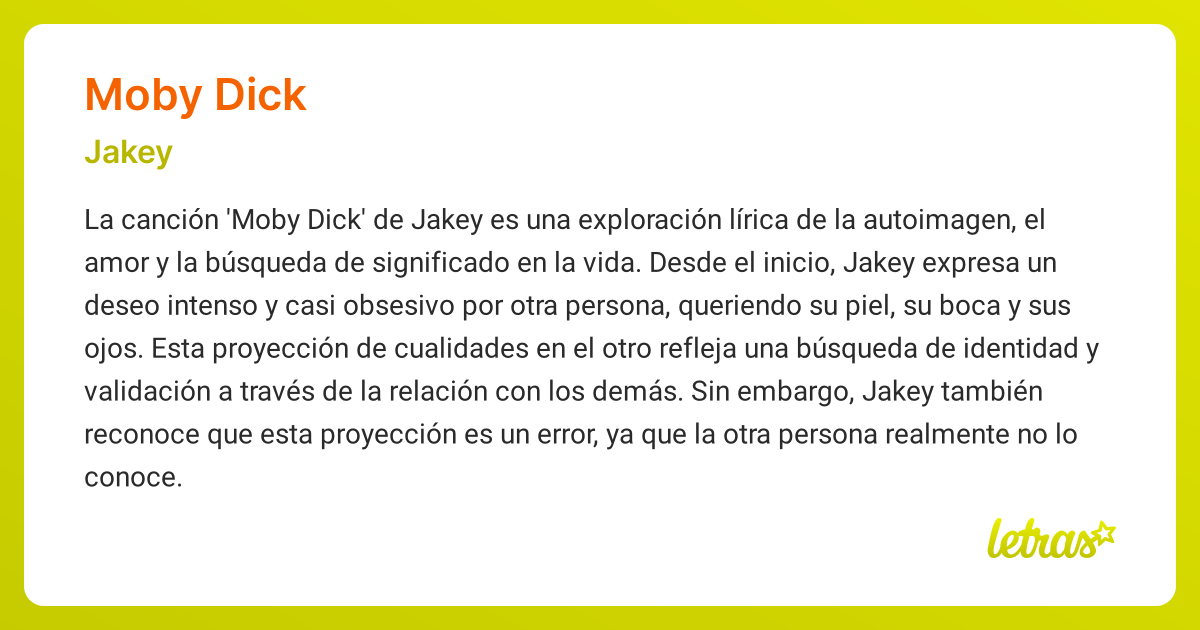 Significado de la canción MOBY DICK (Jakey) - LETRAS.COM
