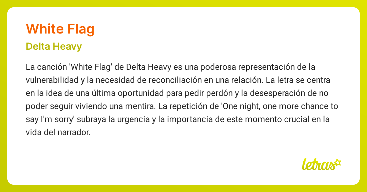 Significado de la canción WHITE FLAG (Delta Heavy) - LETRAS.COM