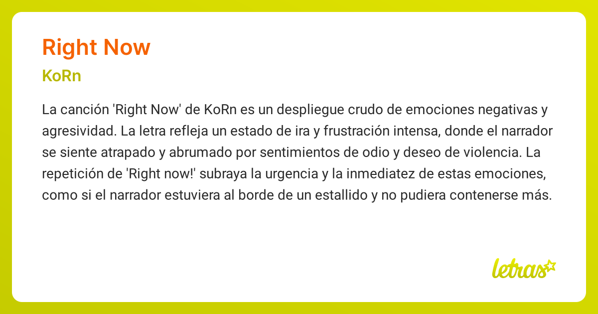 Significado de la canción RIGHT NOW (KoRn) - LETRAS.COM
