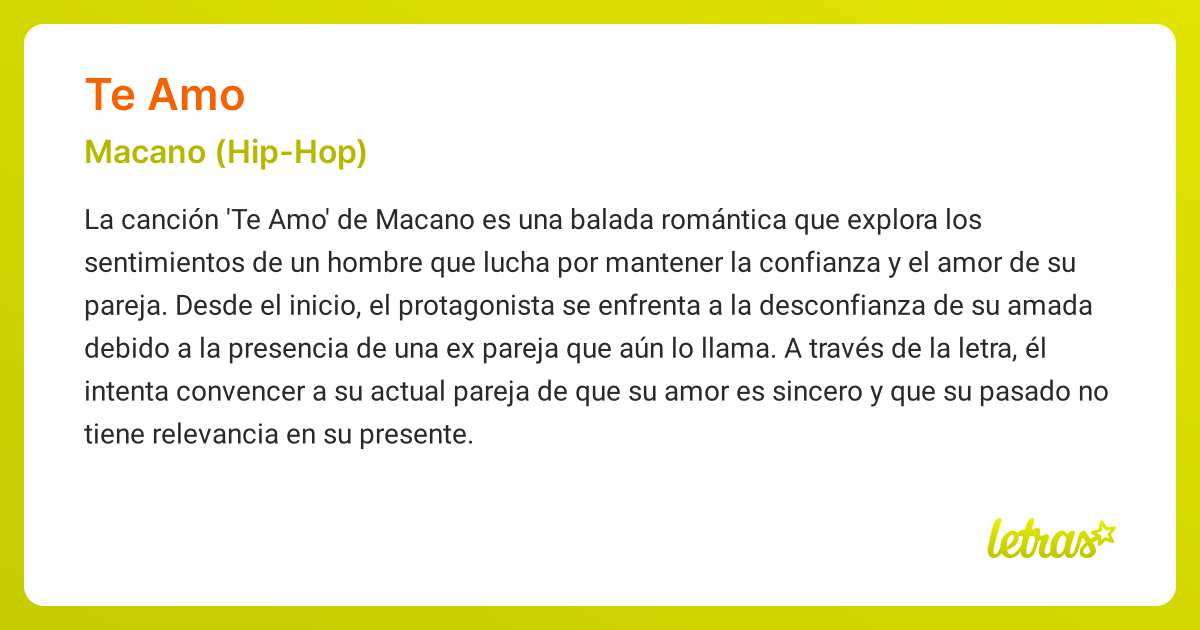 Significado de la canción TE AMO (Macano (Hip-Hop)) - LETRAS.COM